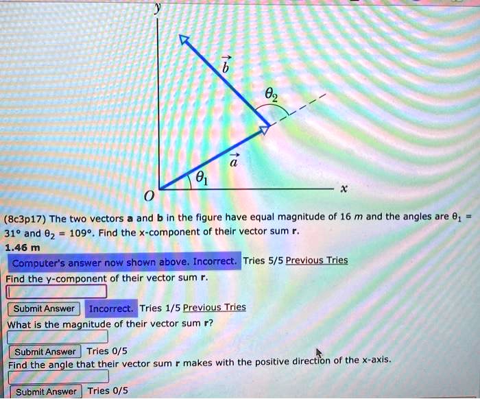 8c3p17 the two vectors a and b in the figure have equal magnitude of 16 ...