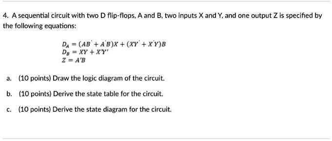 Solved A Sequential Circuit With Two D Flip Flops A And B Two Inputs X And Y And One Output