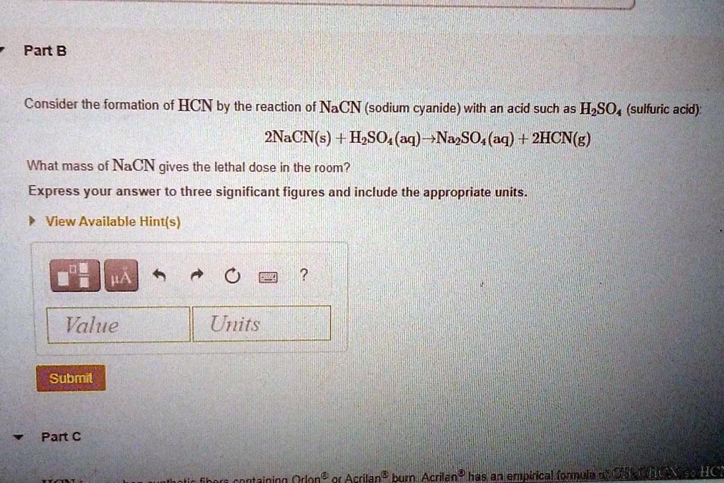 Consider the formation of HCN by the reaction of NaCN (sodium cyanide ...