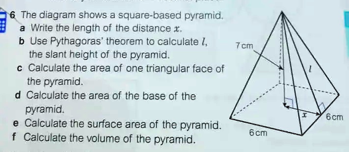 Solved The Diagram Shows A Square Based Pyramid Write The Length Of The Distance 1 B Use
