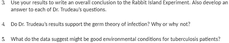SOLVED: Use your results to write an overall conclusion to the Rabbit ...