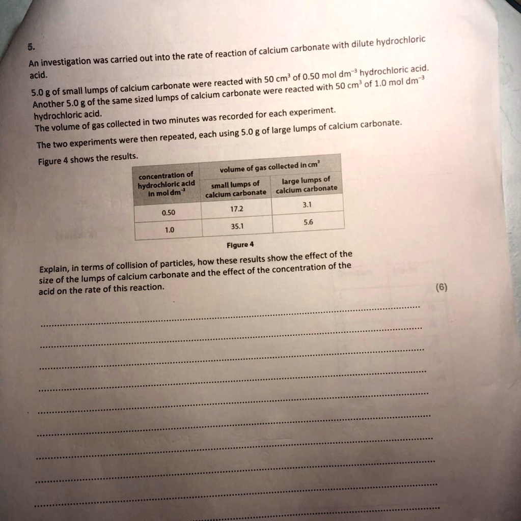 SOLVED: HELP, IT'S CHEMISTRY GCSE! An investigation was carried out to ...