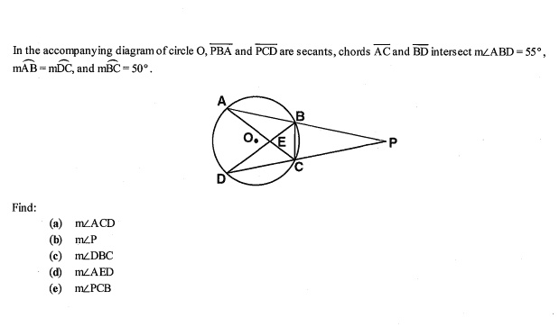 SOLVED: In the accompanying diagram of circle 0, PBA and PCD are ...