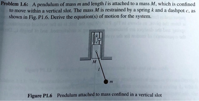 Problem 1.6: A pendulum of mass m and length l is attached to a mass M ...