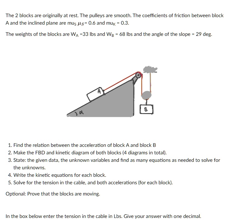 SOLVED: Texts: The 2 blocks are originally at rest. The pulleys are ...