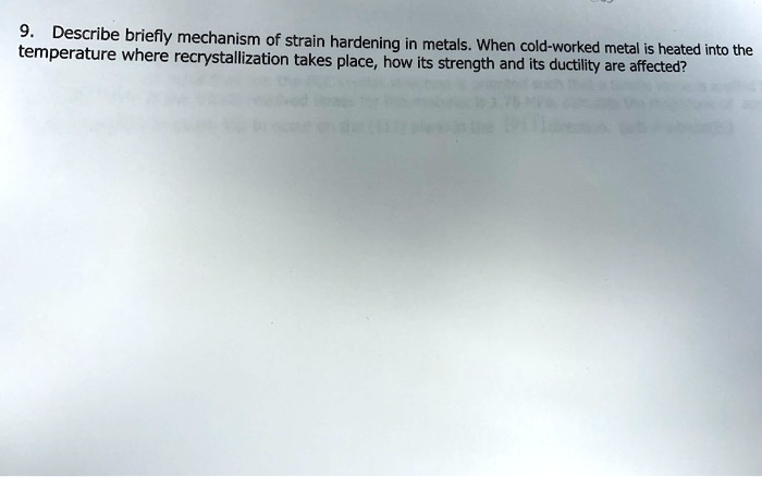 SOLVED: 9. Describe briefly mechanism of strain hardening in metals ...