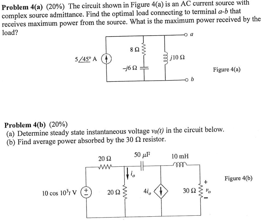 Problem 4(a) (20%) The circuit shown in Figure 4(a) is an AC current ...