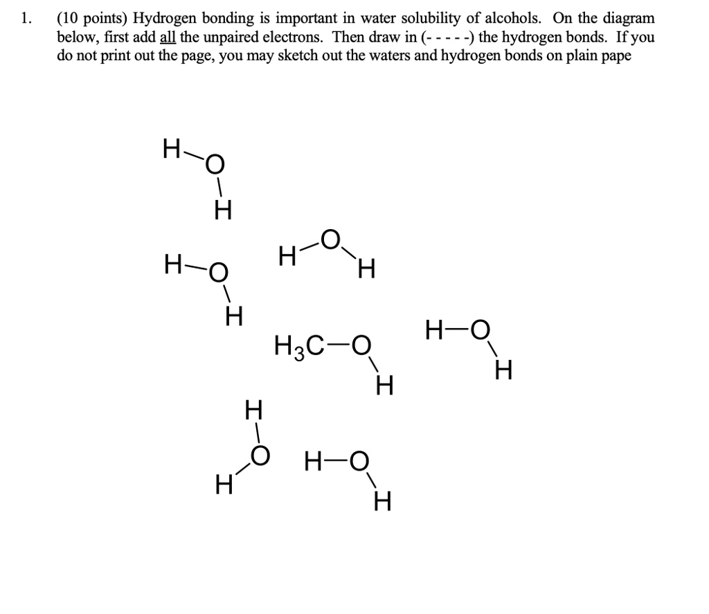 SOLVED: Hydrogen bonding is important in water solubility of alcohols ...