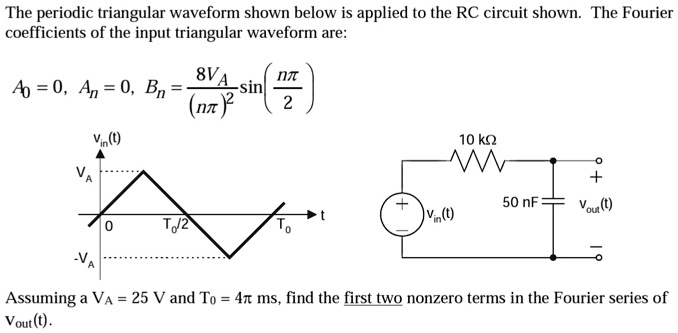 The periodic triangular waveform shown below is applied to the RC ...