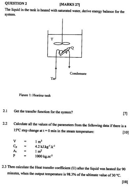 SOLVED: QUESTION2 [MARKS27] The liquid in the tank is heated with ...