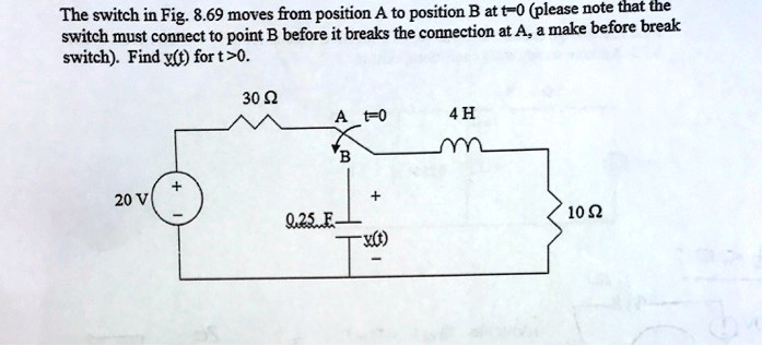 Solved The Switch In Fig 8 69 Moves From Position A To Position B At