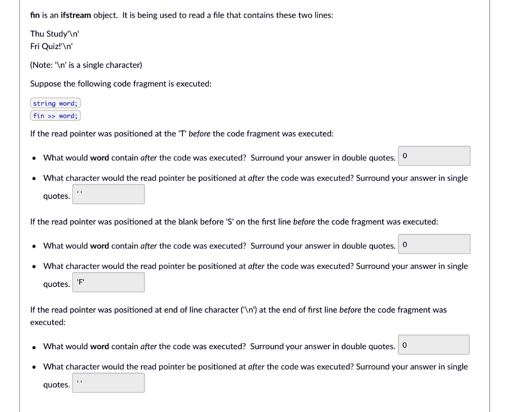 Solved Fin Is An Ifstream Object It Is Being Used To Read A File That 8527