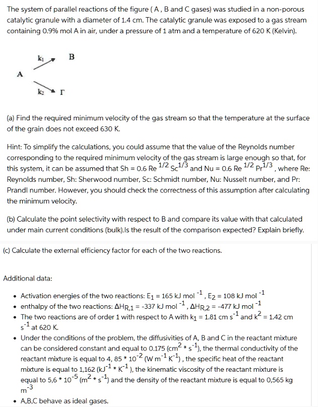 SOLVED: The system of parallel reactions of the figure ( A, B and C gases) was studied in a non ...
