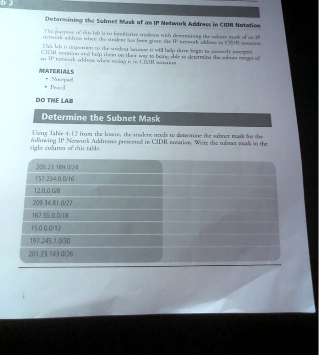 SOLVED: Determining the Subnet Mask of an IP Network Address in CIDR Notation The purpose of ...
