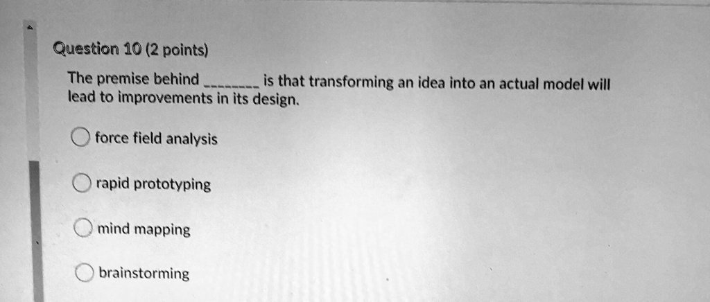SOLVED: 'Question 10 (2 points) The premise behind is that transforming ...