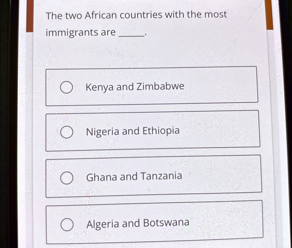 The two African countries with the most immigrants are Kenya and ...