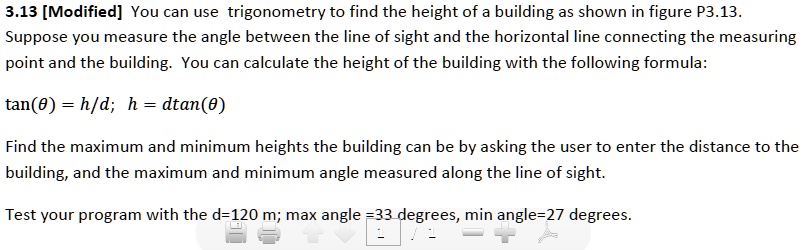 SOLVED: 3.13 [Modified] You can use trigonometry to find the height of ...