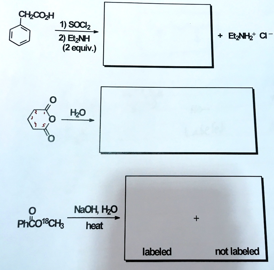 SOLVED: CH3COOH + SOCl2 â†’ CH3COCl + HCl + SO2 Et3N + HCl â†’ Et3NH+Cl ...