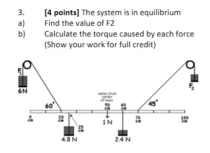 SOLVED: The system is in equilibrium a) Find the value of F2 b ...
