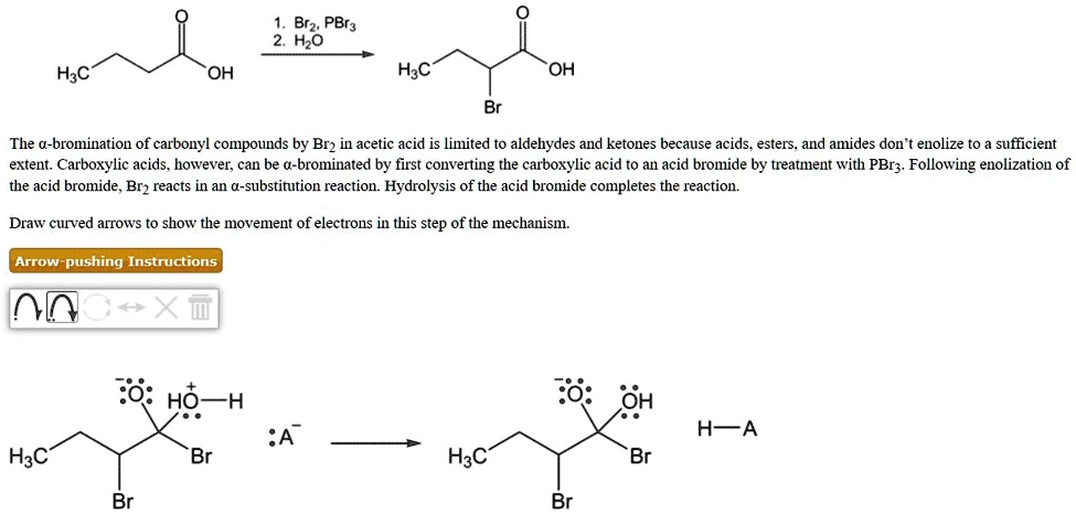 H3C 1. Br2, PBr3 2. H?O OH H3C OH Br The a-bromination of carbonyl ...