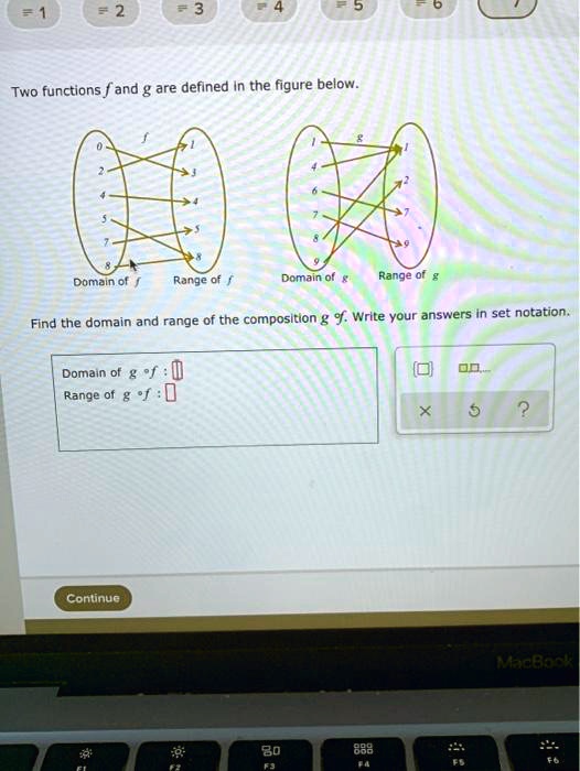 SOLVED: Two functions f and g are defined in the figure below. Domain of f: Range of f: Domain ...