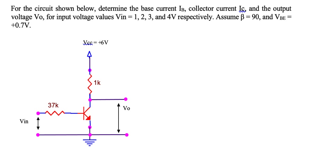 For the circuit shown below, determine the base current IB, collector current IC, and the output ...