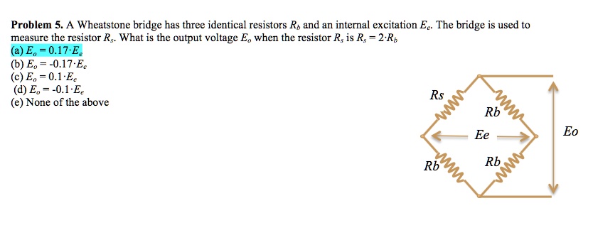 SOLVED: Problem 5. A Wheatstone bridge has three identical resistors R, and an internal ...