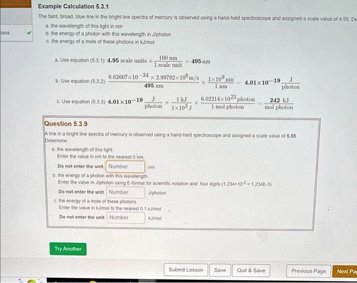 Example Calculation 5.3.1 The faint, broad, blue line in the bright ...