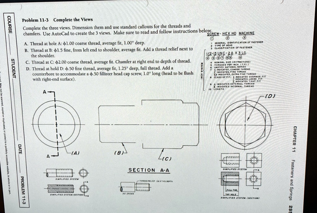 SOLVED: Texts: Can you finish this drawing on AutoCAD? Problem 11-3 ...