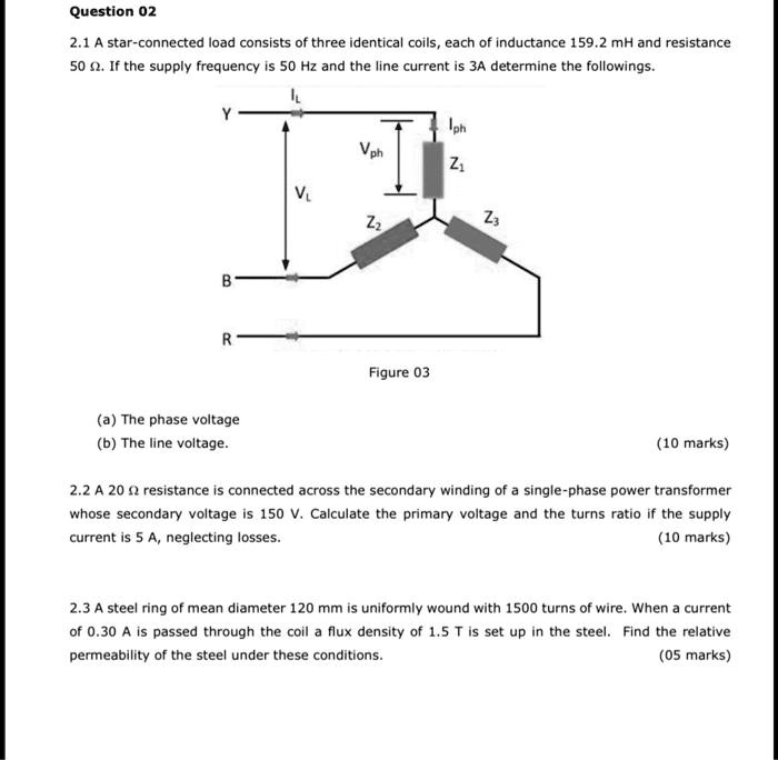 Question 02 2.1 A star-connected load consists of three identical coils ...
