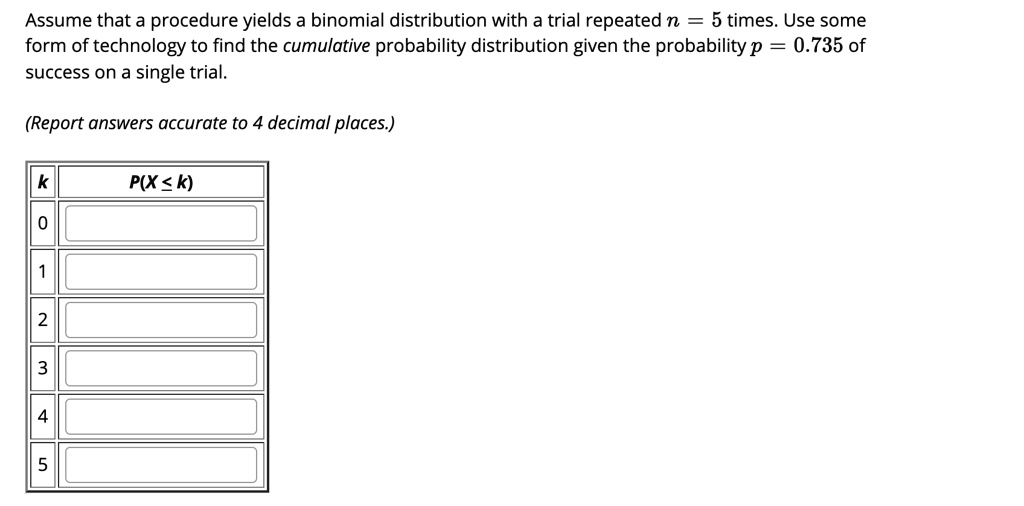 assume that a procedure yields a binomial distribution with a trial ...