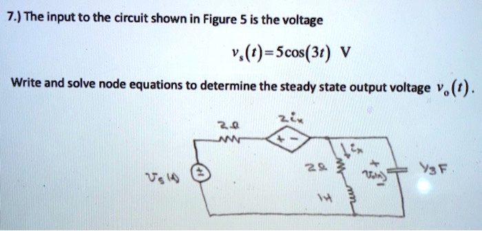 SOLVED: 7.) The input to the circuit shown in Figure 5 is the voltage vt=5cos(3tV Write and ...