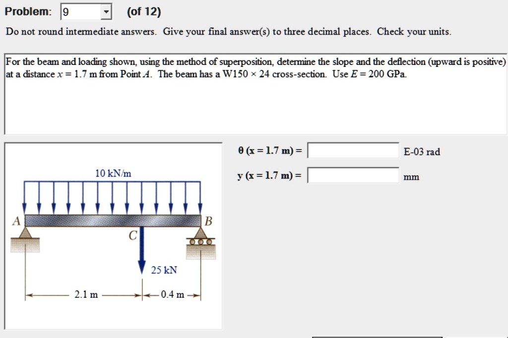 SOLVED: For the beam and loading shown, using the method of superposition, determine the slope ...