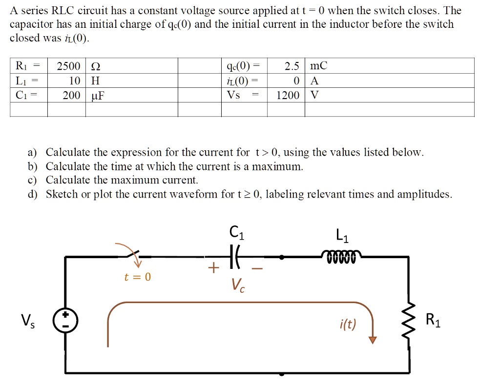 SOLVED: Please show all detailed work. A series RLC circuit has a ...