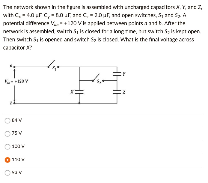 SOLVED: The network shown in the figure is assembled with uncharged capacitors X, Y, and Z, with ...