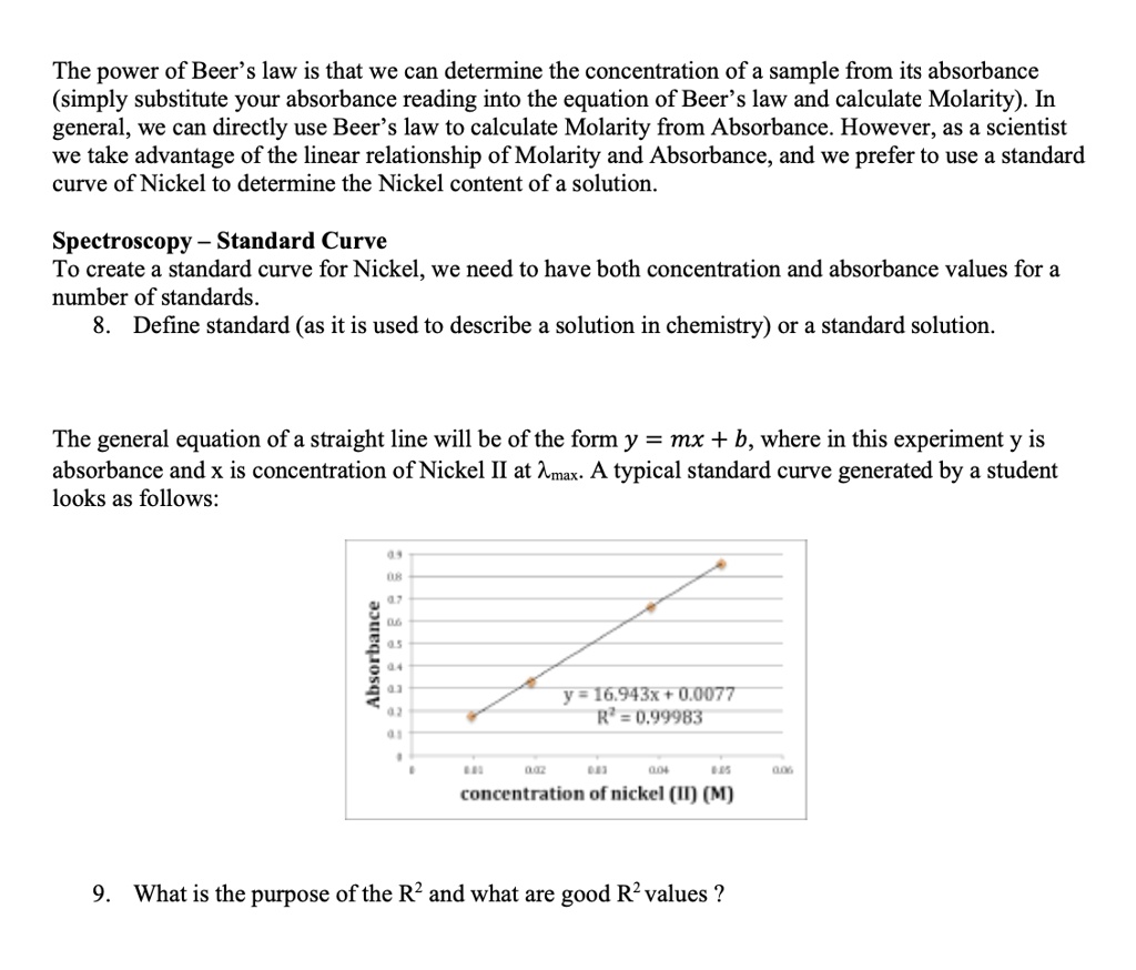 SOLVED: The power of Beer's law is that we can determine the ...