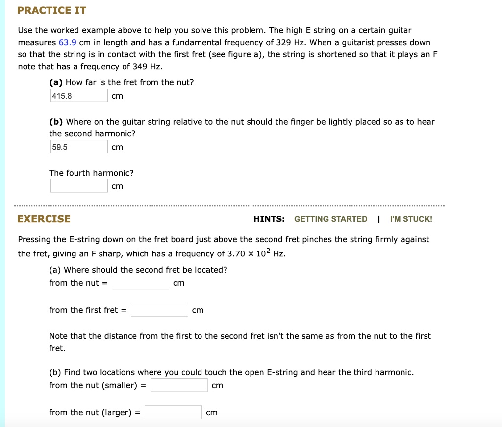 PRACTICE IT Use the worked example above to help you solve this problem. The high E string on a ...