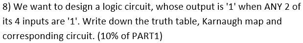 Solved 8 We Want To Design A Logic Circuit Whose Output Is 1 When 3339