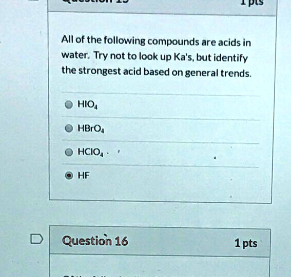 SOLVED: 1pls All of the following compounds are acids in water Try not ...