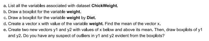 SOLVED: Texts: a. List all the variables associated with dataset ...