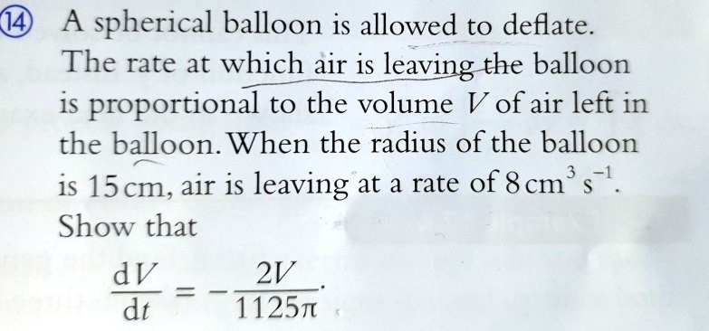 SOLVED: A spherical balloon is allowed to deflate: The rate at which ...
