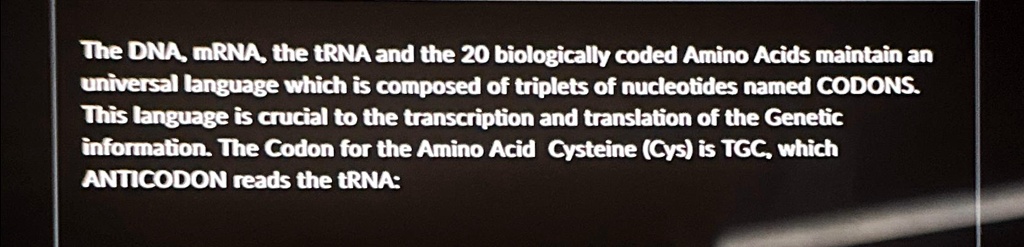 The DNA, mRNA, the tRNA and the 20 biologically coded Amino Acids ...