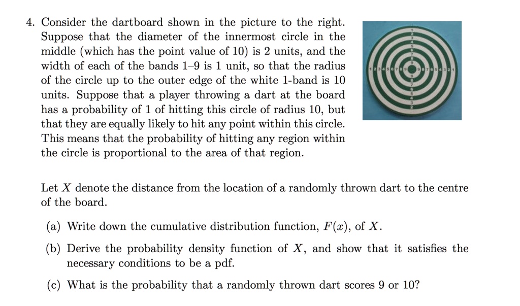 SOLVED: Consider the dartboard shown in the picture to the right. Suppose that the diameter of ...
