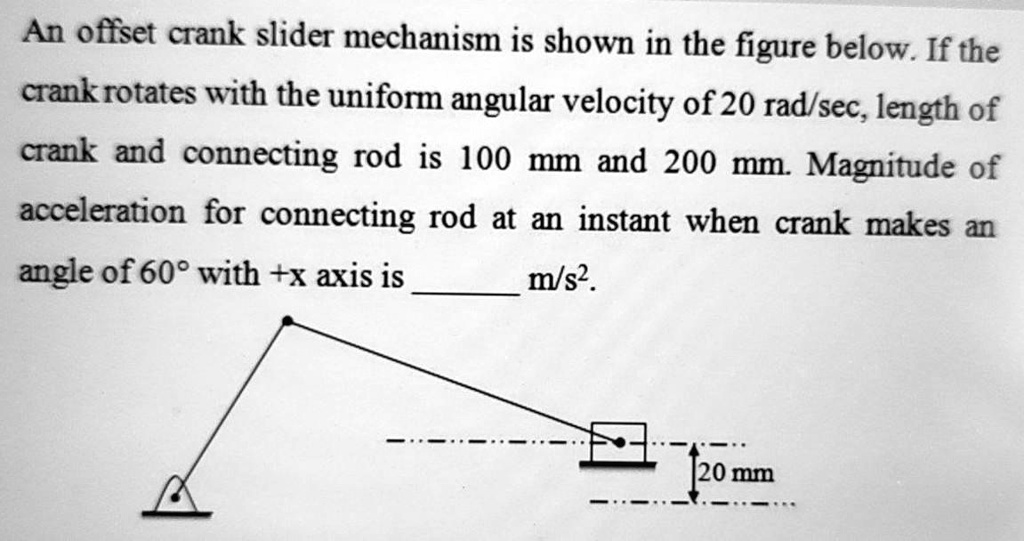 SOLVED: An offset crank slider mechanism is shown in the figure below ...
