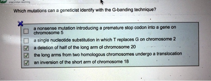 SOLVED: Which mutations can geneticists identify with the G-banding ... SOLVED: Which mutations can geneticists identify with the G-banding ...