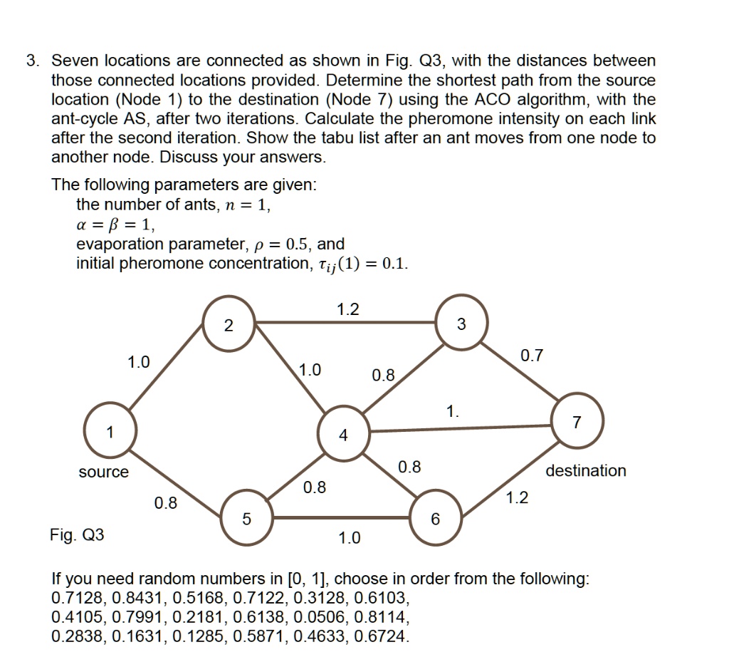 SOLVED: Three locations are connected as shown in Fig. Q3, with the ...