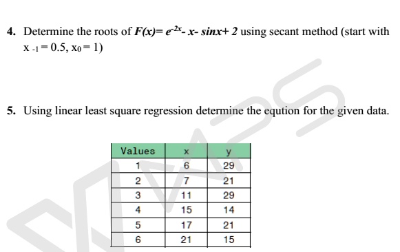 SOLVED:Determine the roots of F(x)= &kx_x- sinxt using secant method ...
