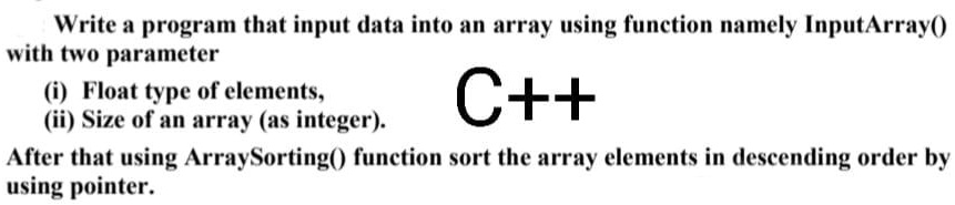 Solved Write A Program That Inputs Data Into An Array Using A Function Named Inputarray Which