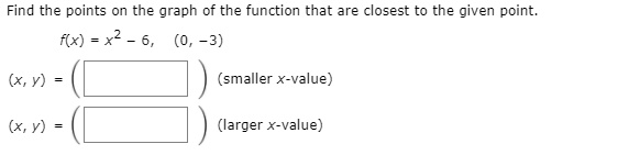 SOLVED:Find the points on the graph of the function that are closest to the given point: f(x ...