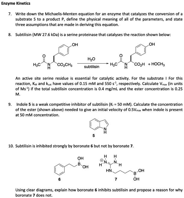 SOLVED:Enzyme Kinetics Write down the Michaelis-Menten equation for an ...